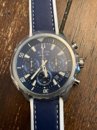 New Bulova Marine Star Chronograph Blue Dial Men's Watch 96B287 ...