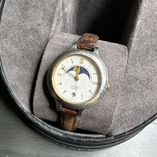 Seiko Moon Phase Day Indicator (4K24-0050) Women's Quartz Watch New ...