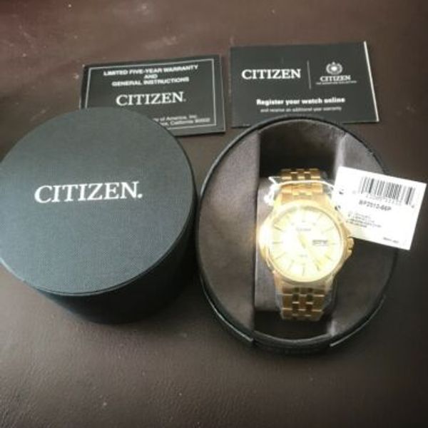 NEW Citizen BF2013-56P Gold Tone Stainless Steel Day/Date Men's Watch ...