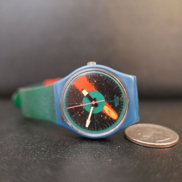 Swatch Watch ~ Cosmic Encounter GS102 Swiss Made 1986 Halleyâ s Comet ...