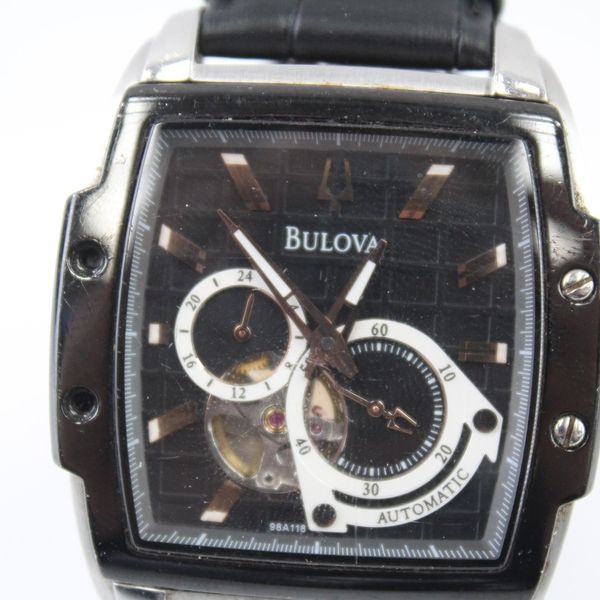 Bulova Open Heart Square Cased Watch Ref. C969969 Automatic Working ...