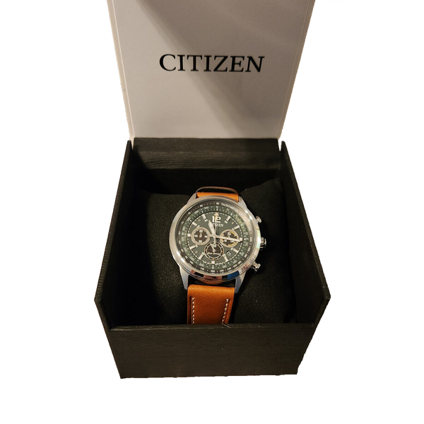 Citizen Eco-Drive CA4477-08X Avion Green Dial Chronograph Men's Watch ...
