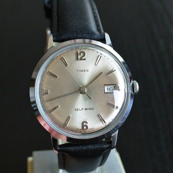 VINTAGE TIMEX 1967 DATE AUTOMATIC MECHANICAL SELF-WIND MEN'S SILVER ...