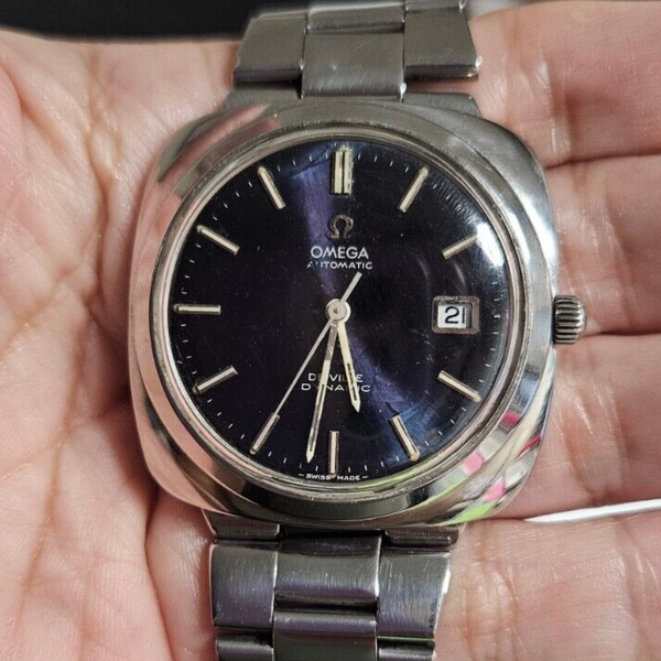 OMEGA Automatic Geneve Dynamic Watch Mens Blue Dial Vintage Working ...