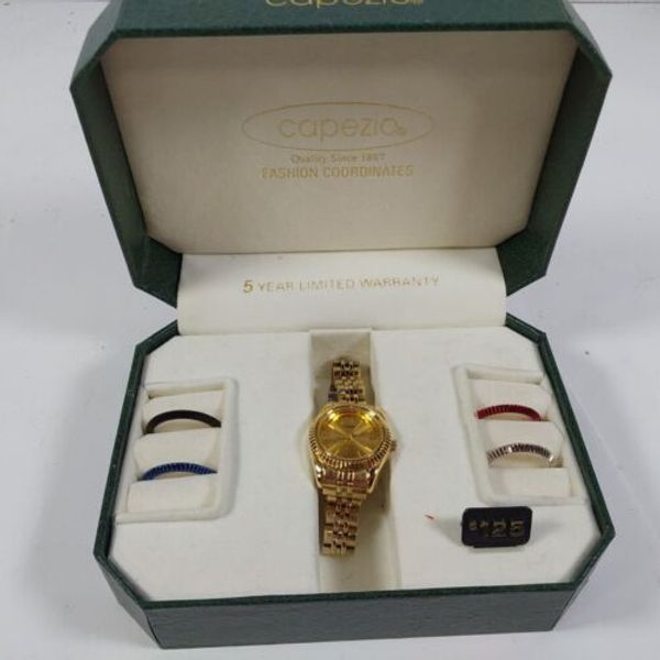 Vintage Capezio Quartz Interchangeable Bezel Ladies Watch Box Set NEEDS ...