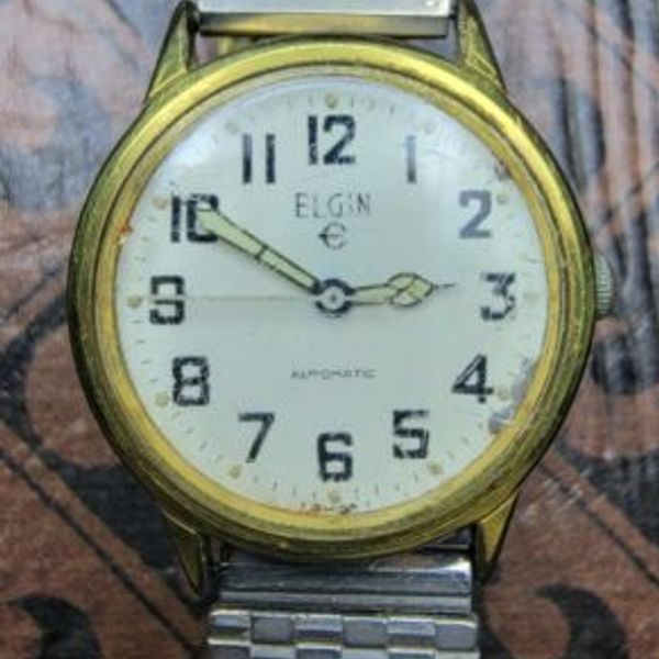 Rare Vintage ELGIN Automatic Gold Filled Stylized E Swiss Wrist Watch ...