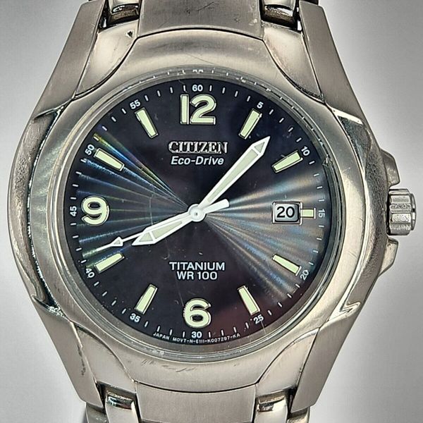 Citizen Eco-Drive Men's Watch Titanium w/ Black Dial E111-K006368 Dress ...
