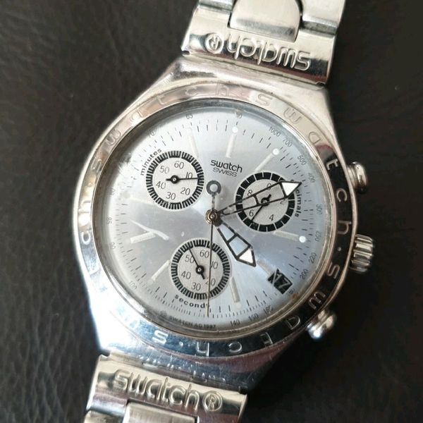 1997 Swatch Irony Chronograph Watch Swatch Irony V8 Chrono Date Metal Strap AF. | WatchCharts ...