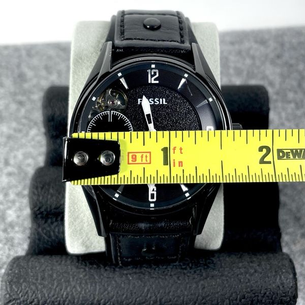 FOSSIL ME-1085 Menâ s Mechanical Black Leather Watch | WatchCharts ...
