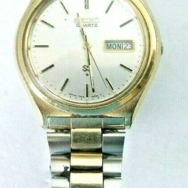 Vintage Seiko 7546 - 8049 Day Date Quartz Men's Wrist Watch Gold Tone Runs 1980s | WatchCharts ...