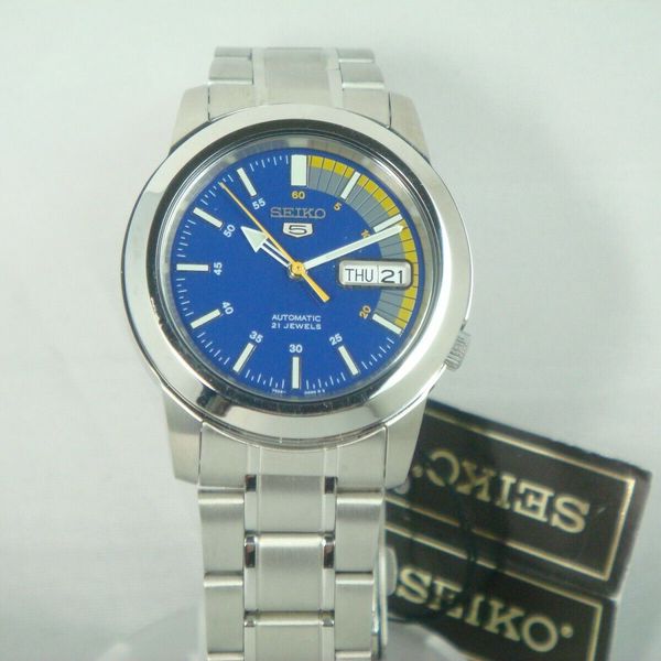 Seiko 5 Automatic watch for Men Sky Blue dial stainless steel band ...