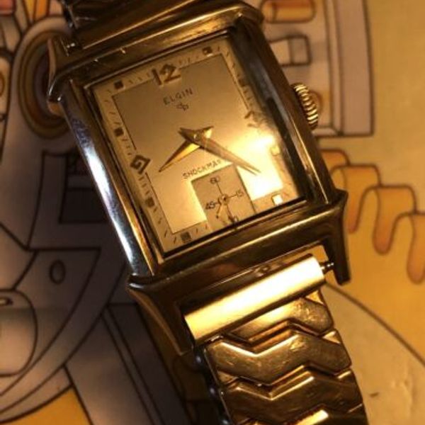Vintage Elgin Shockmaster Edgewater 10k Gold Filled Mechanical menâ s ...