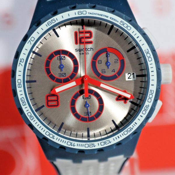 NEW Swatch HUMPY BUMPY Silicone Chronograph Men's 41mm Watch SUSN411 ...