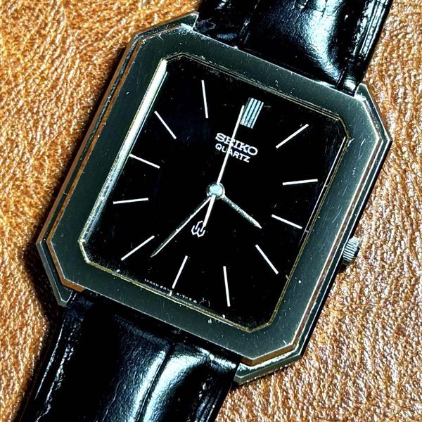 Vintage SEIKO Quartz Square Watch 1980s Tested Black Dial 6030-5120 ...