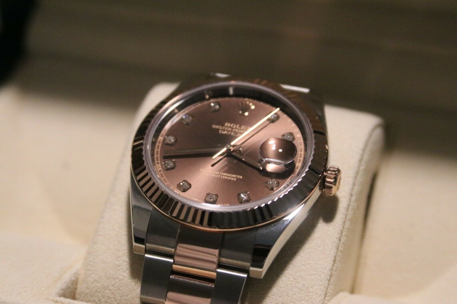 Rolex Datejust 41mm Steel & Rose Gold Fluted Bezel Chocolate Diamond ...