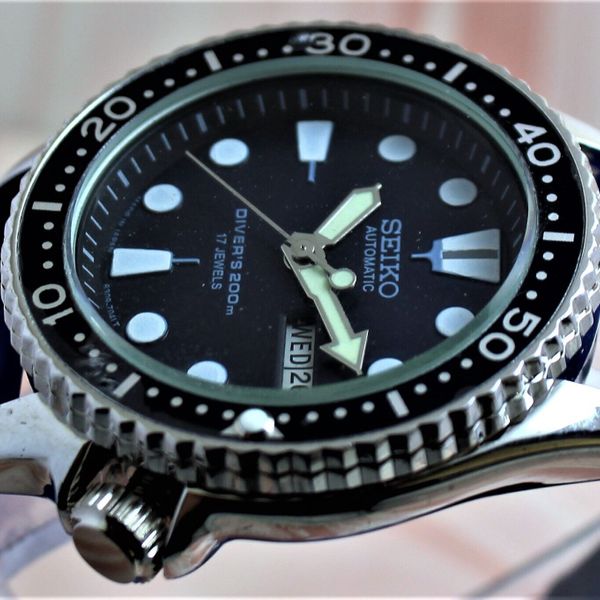 #AMAZING Seiko DIVER BLUE-Dial 6309 D/D Automatic 17 Jewels Wrist Watch ...