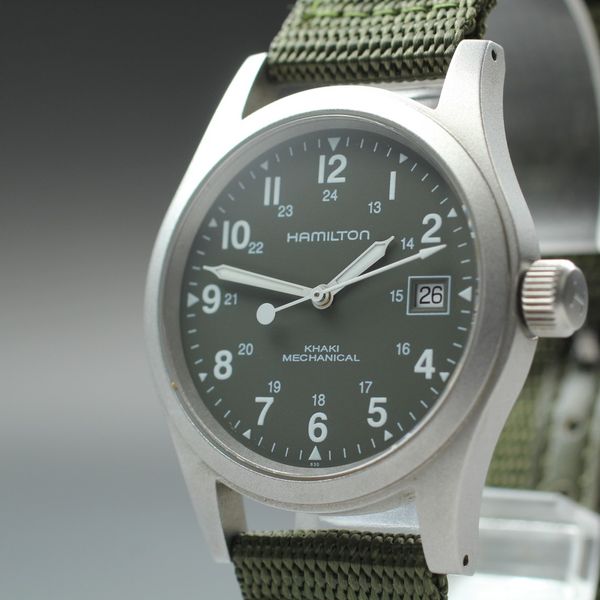 [Near MINT] HAMILTON Khaki Field H694190 38mm Green Mechanical Men's ...