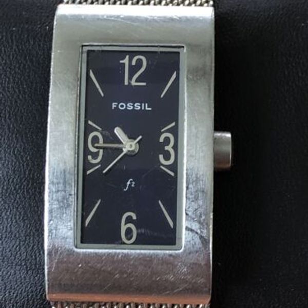 Vintage Fossil Blue Face Tank Watch | WatchCharts Marketplace