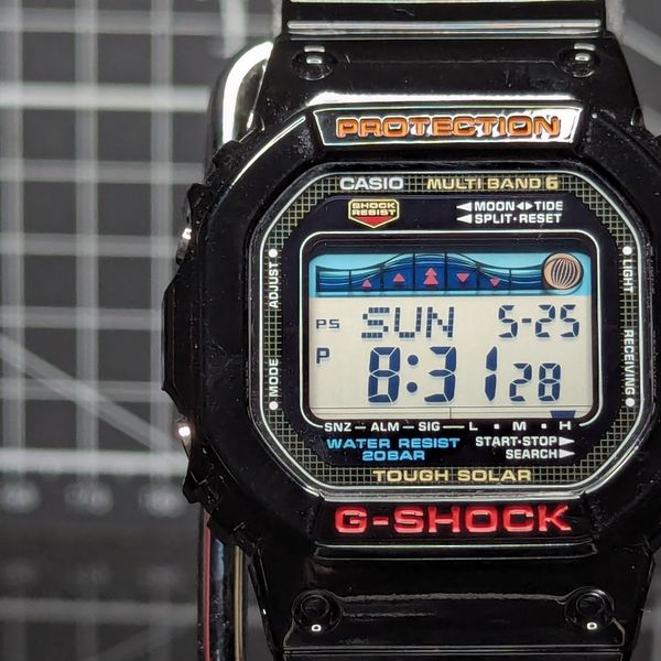 Casio G-Shock ð ¯ð µ GWX-5600-1 Solar Multiband Tide Graph Moon Data ...