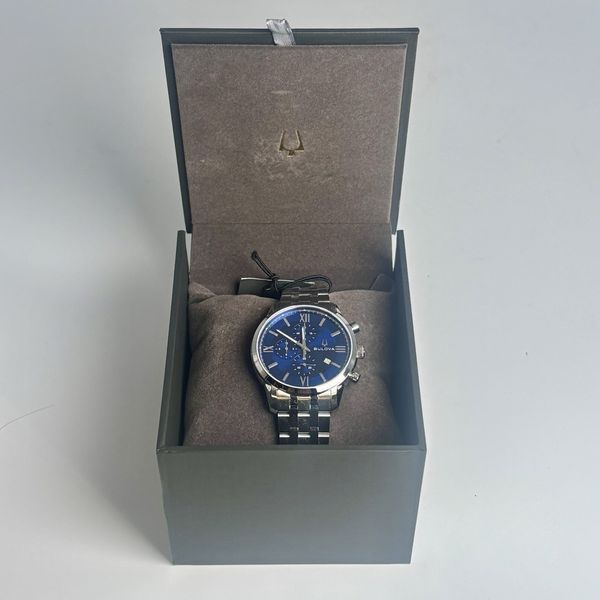 Bulova Sutton Chronograph Blue Dial Stainless Steel Men's 41mm Watch ...