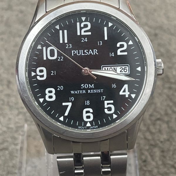 PULSAR Military type watch, Seiko VX43 movement, black dial superb ...