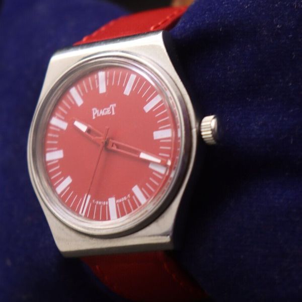 vintage PiAGET 17 jewels manual winding red dial swiss made men's watch ...