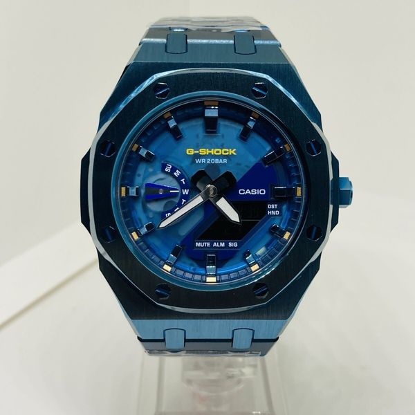Casio G-Shock GA-2100AS-2AER â Blue Crystalâ Custom Casioak Steel Mod ...