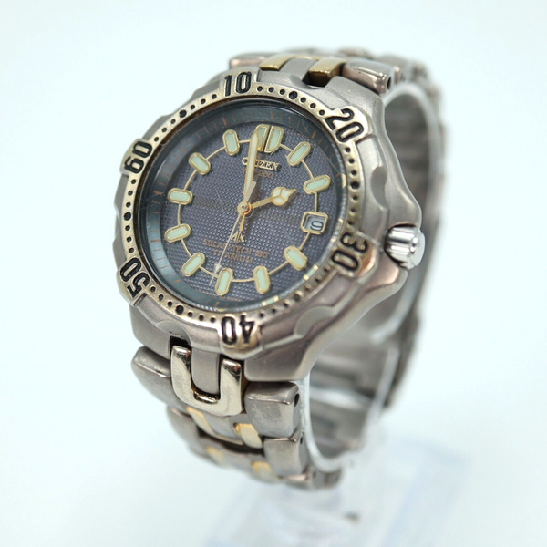 Citizen Solar Tech 180 Titanium Mens Watch 200m Blue EcoDrive NEW CROWN ...