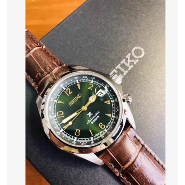 SEIKO SPB121J1 Prospex Alpinist Auto 39.5MM Green Dial Brown Leather ...