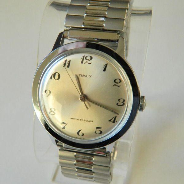 Timex Marlin 1971 Silver Tone Mens Vintage Mechanical Hand Wind Watch ...