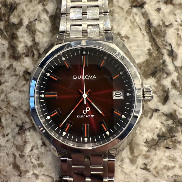 * BULOVA * Jet Star 96B401 Red “Merlot” Dial 262kHz Quartz ...