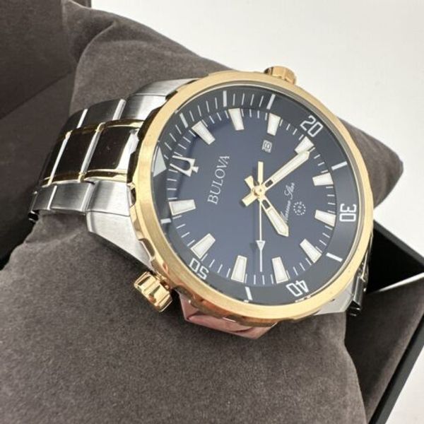 Bulova Marine Star Mens Two Tone Stainless Blue Dial Quartz Watch ...