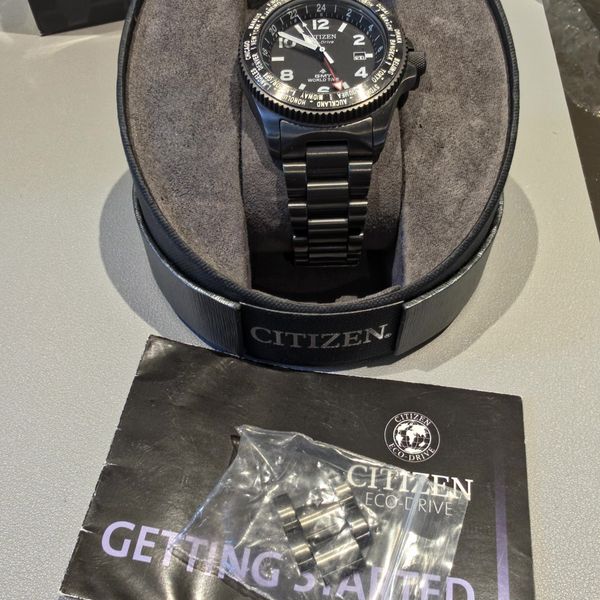 CITIZEN PROMASTER BJ7107-83E Solar GMT World Time Stainless Steel Watch ...