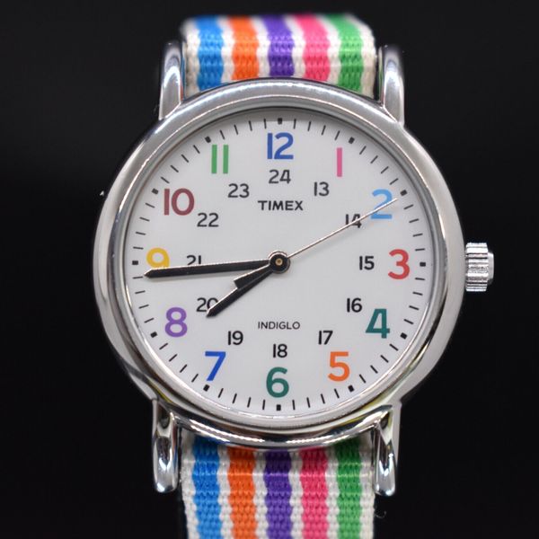 TIMEX Weekender Watch Women Indiglo Colors Rainbow Strap NEW BATTERY ...