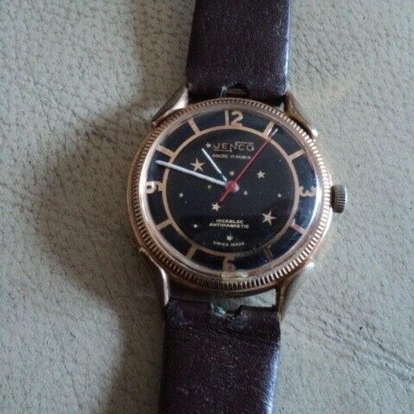 Vintage Mens Clear Case Back Hand-Wind Jenco 17 Rubis Swiss Watch ...
