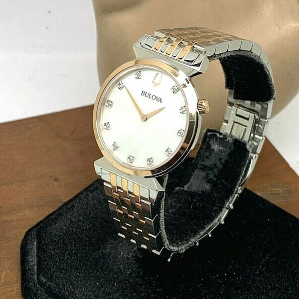 Bulova Women's Watch 98P192 Quartz Diamond Mother of Pearl White Dial ...