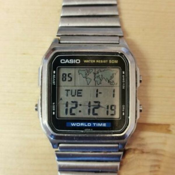 Casio World Time Watch module 643 w-65u, steel case, Japan made ...