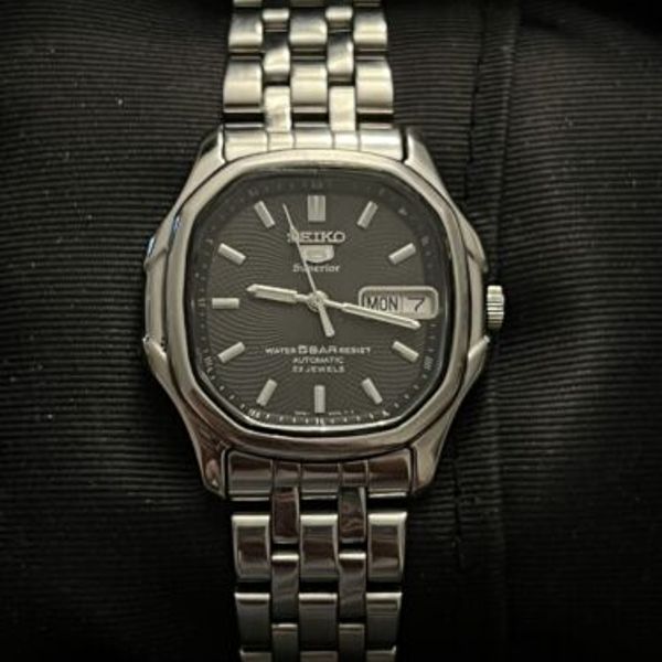 Seiko 5 Superior Black Whirpool Dial Automatic 7s36-5000 SKZ037 With ...