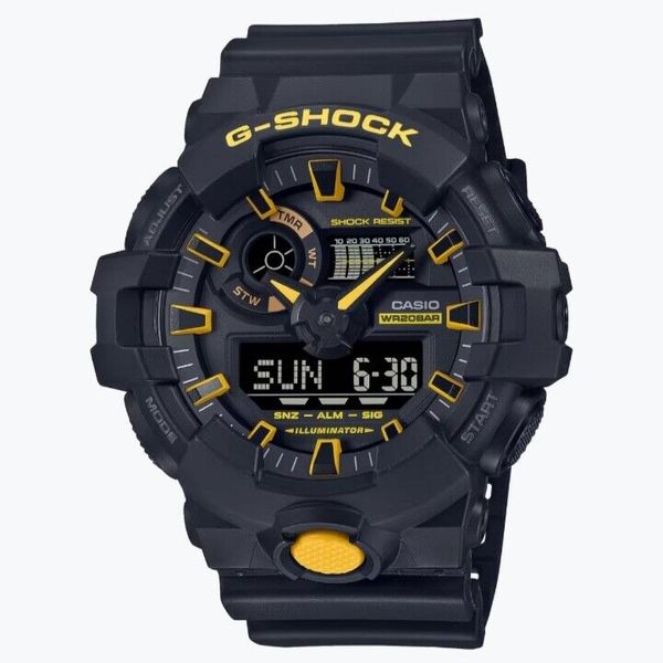 Casio G-Shock Matte Black and Yellow Ana Digi World Time Watch GA700CY ...