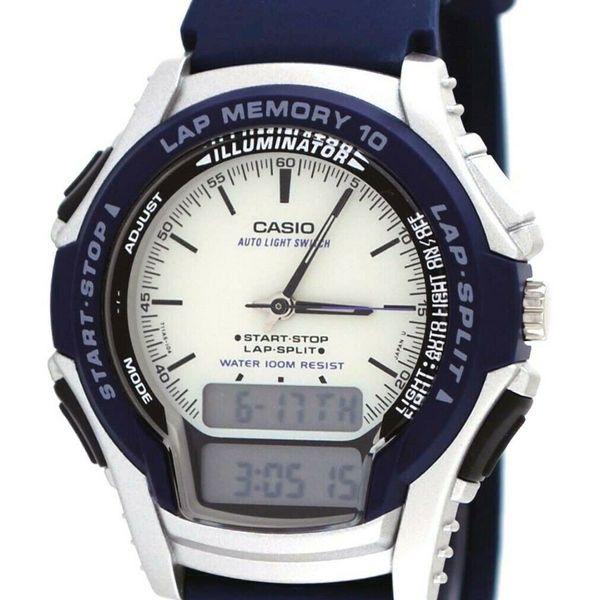 Casio WS300-2EV Men's Sports 10 Lap Memory Analog Digital Combo Watch ...