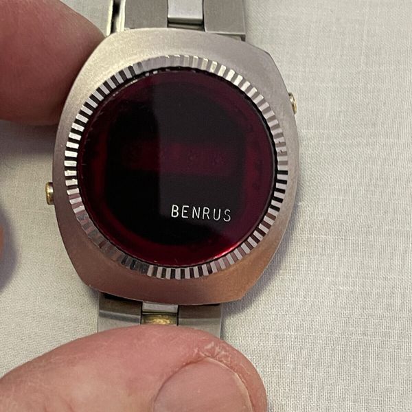 BENRUS Digital Watch-Mens-Vintage-Stainless-For Repair or Parts Only ...