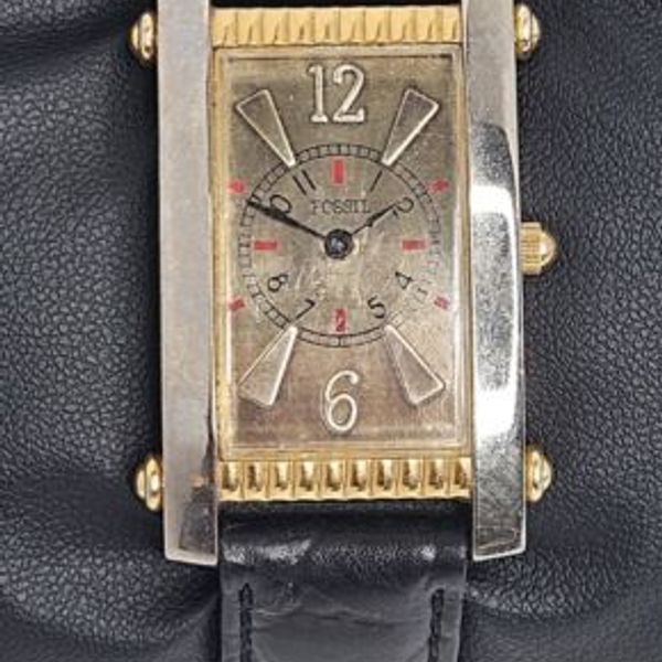 Fossil Watch DL-8005 Black Genuine Leather Band Vintage 90s ...