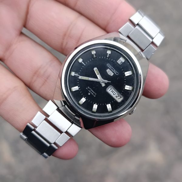 Vintage SEIKO 5 Automatic 6319 Day-Date SS Black Dial Men's Japanese ...