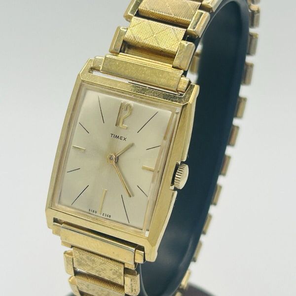 Vintage 1968 Rare Gold Tone Timex Mens Mechanical Watch Tank ...