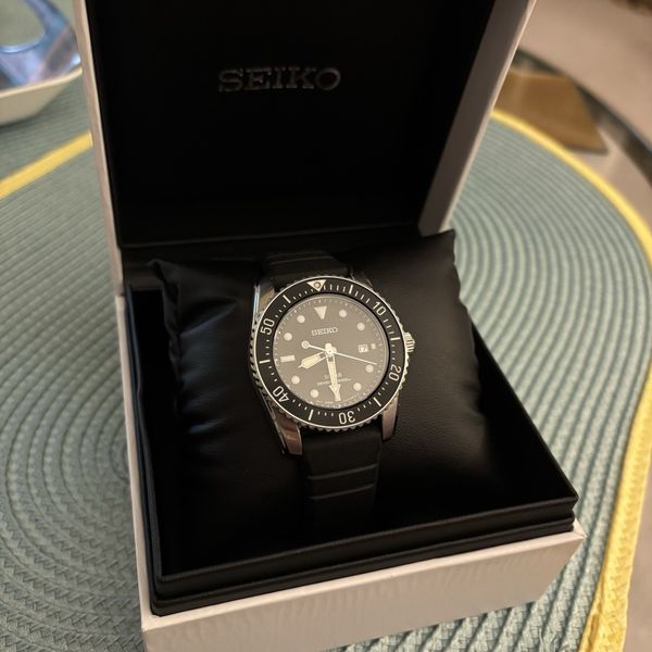 Seiko Solar Dive Watch 200m SNE573 Black Dial with Rubber Strap ...