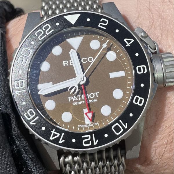 RESCO Bullfrog Patriot Brown Mesh GMT Auto | WatchCharts Marketplace