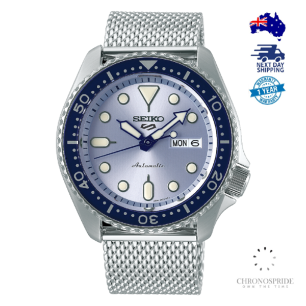 Seiko 5 Sports SRPE77 SRPE77K1 Blue Steel Mesh Mens Automatic Watch ...