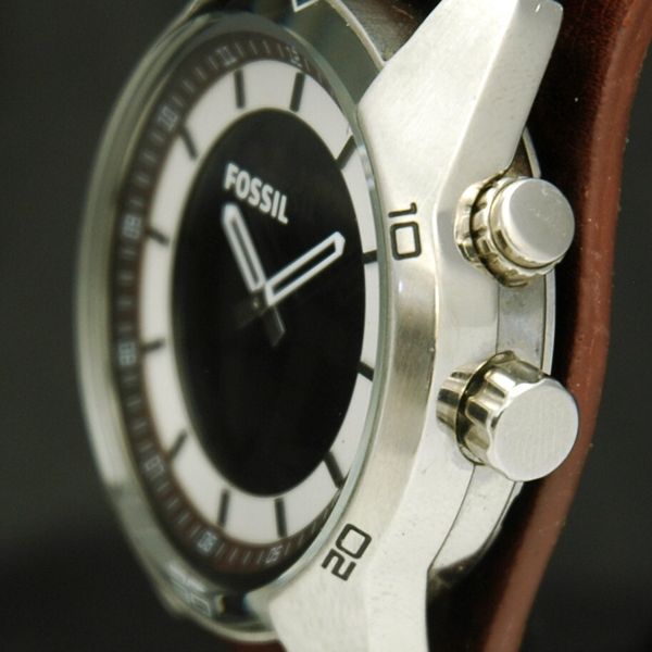 FOSSIL Coachman Brown Big Tic LCD Digital Analog MEN'S WATCH JR1471 ...