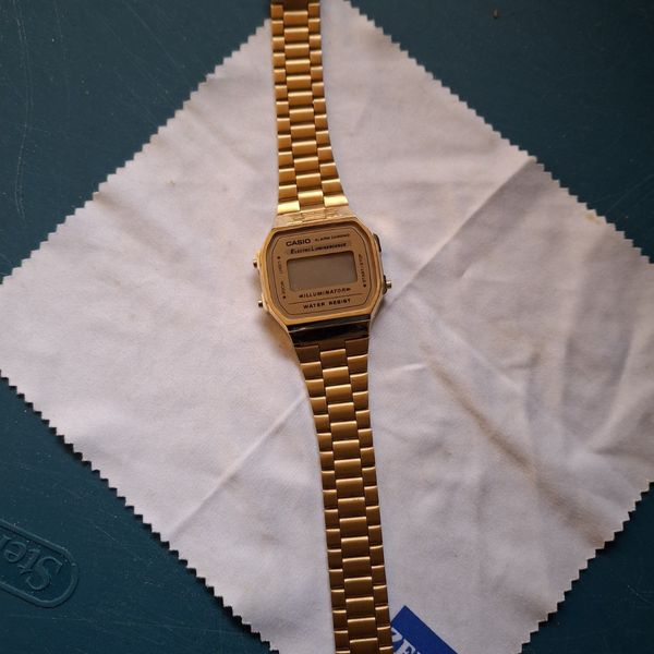Vintage Casio a168 gold tone Alarm Chrono Electro Lumin needs battery ...