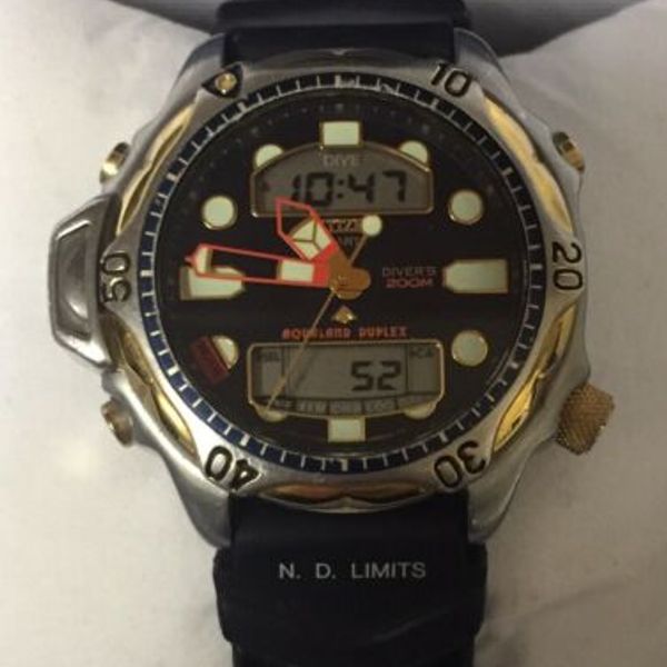 Citizen C506-E80427TA 200M Divers Aqualand Duplex Quartz Wrist Watch ...